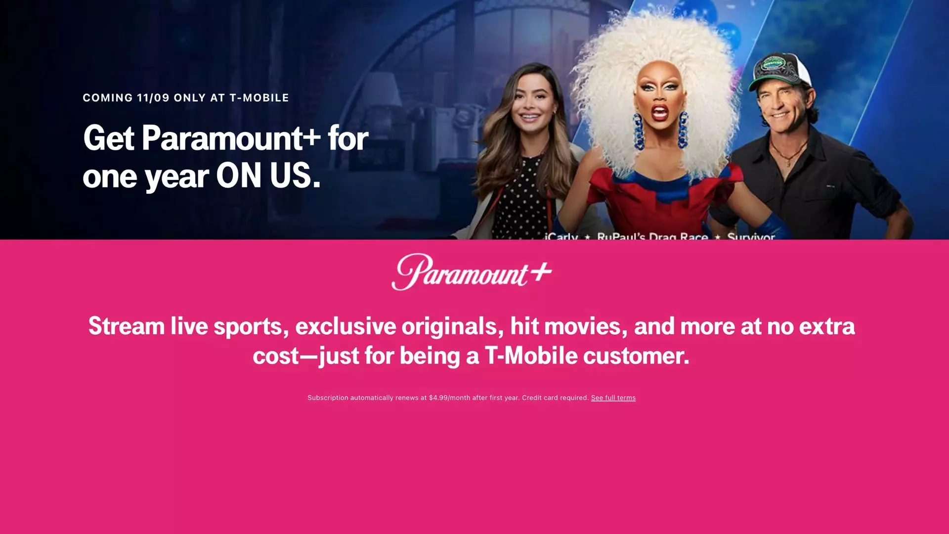 T-Mobile Paramount Plus saor in aisce