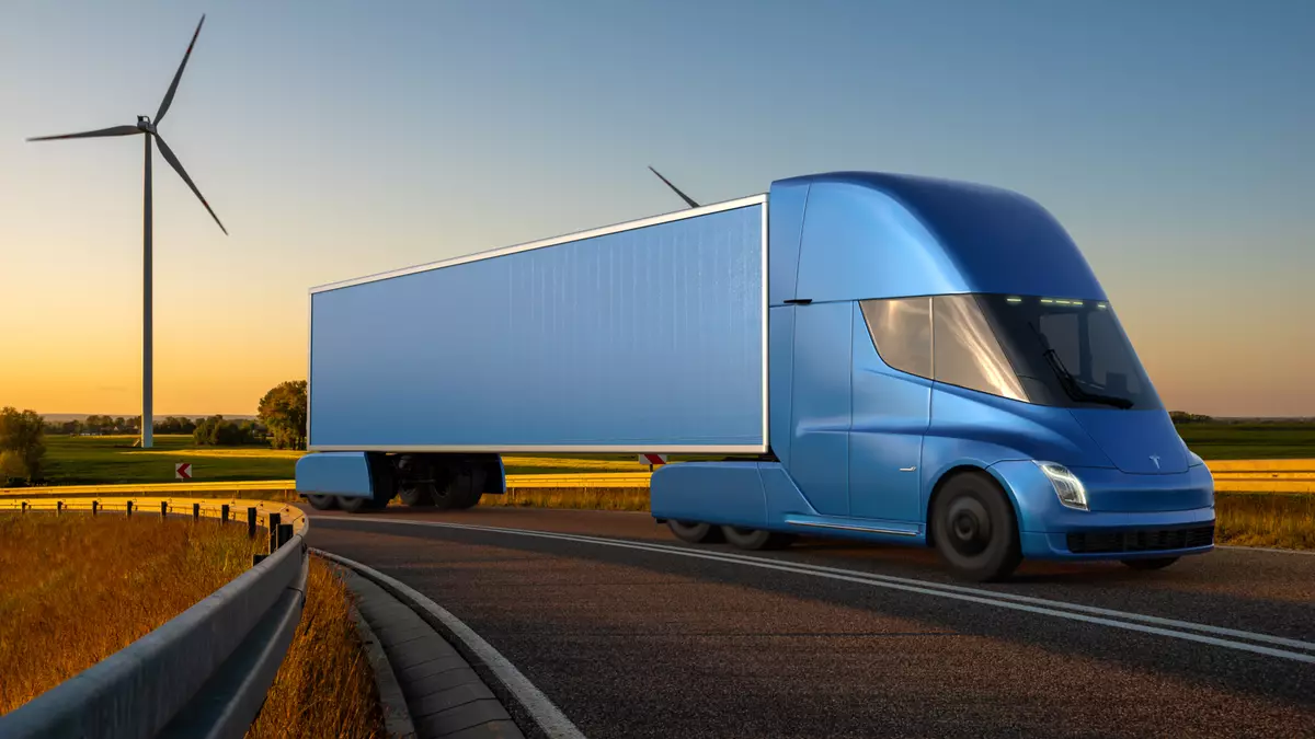 Tesla Semi lastbil elektrisk lastbil på vägen