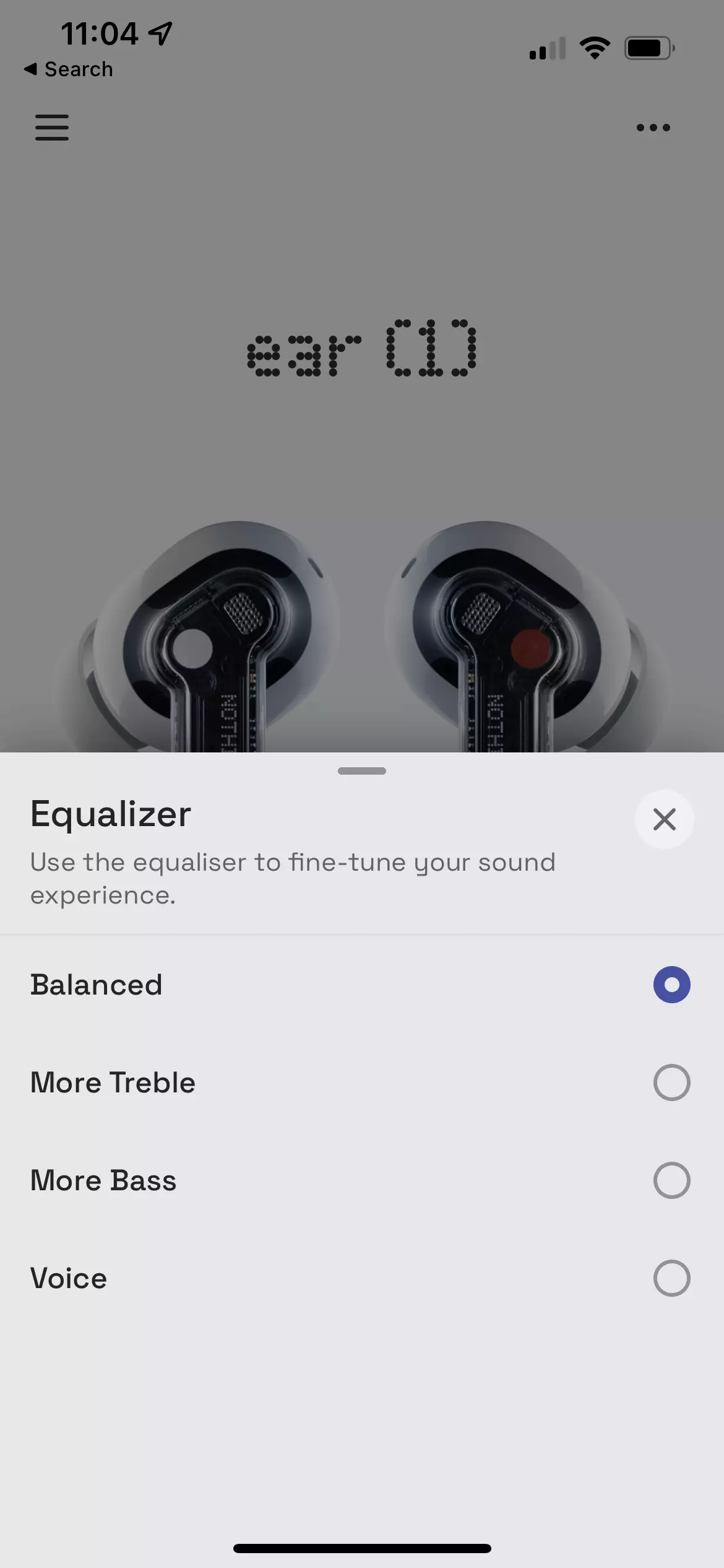 Walang mga setting ng Ear 1 mobile equalizer