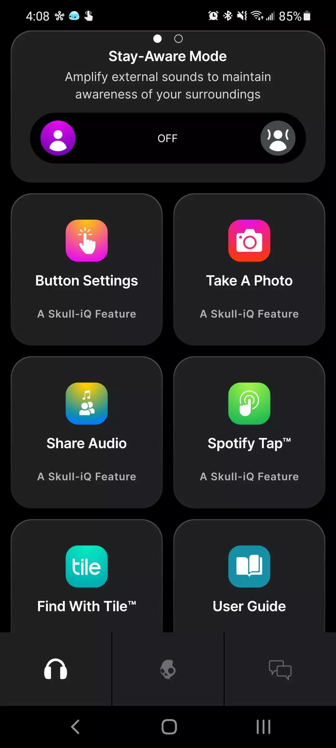 Επιλογές κουμπιών Skull-iQ