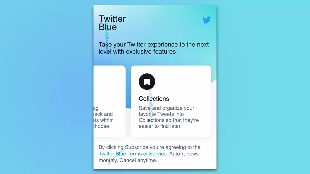 unha imaxe da páxina de presentación de Twitter Blue.