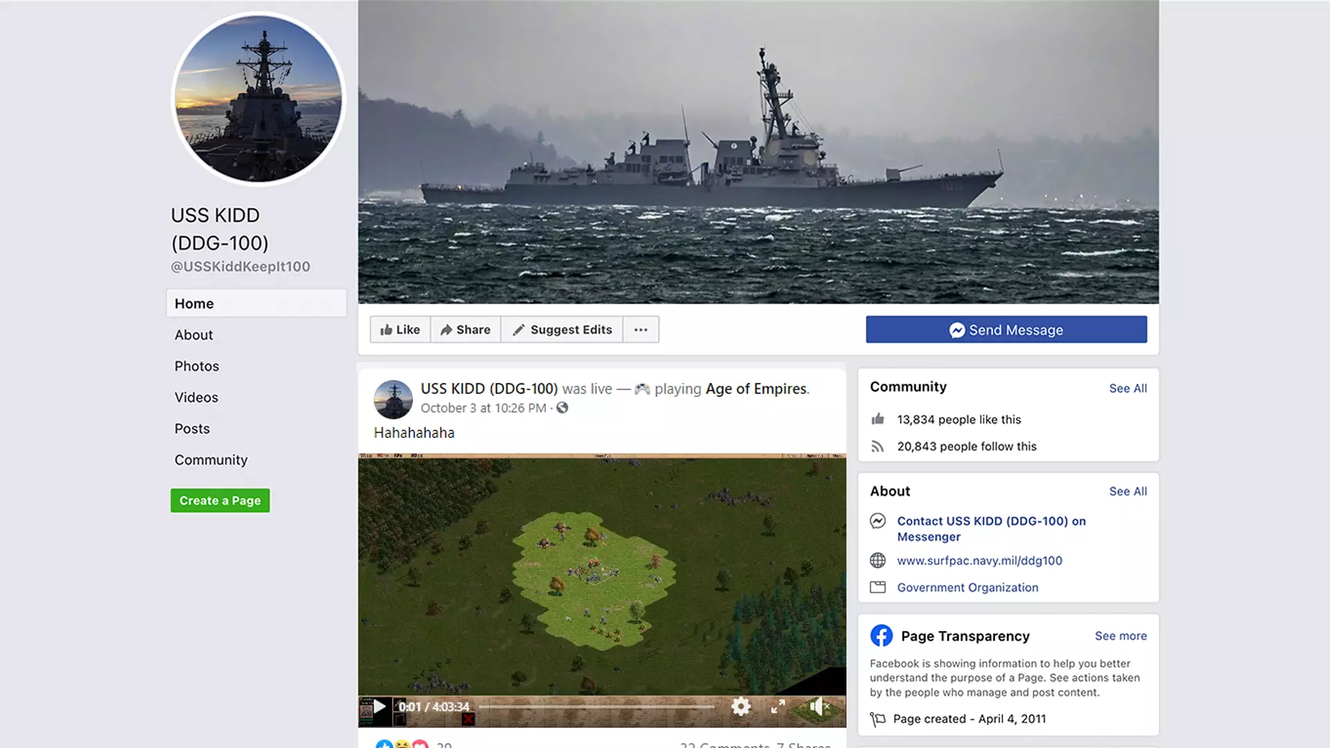 Hacker stjäl ett Facebook-konto från den amerikanska flottan för att livestreama "Age of Empires"