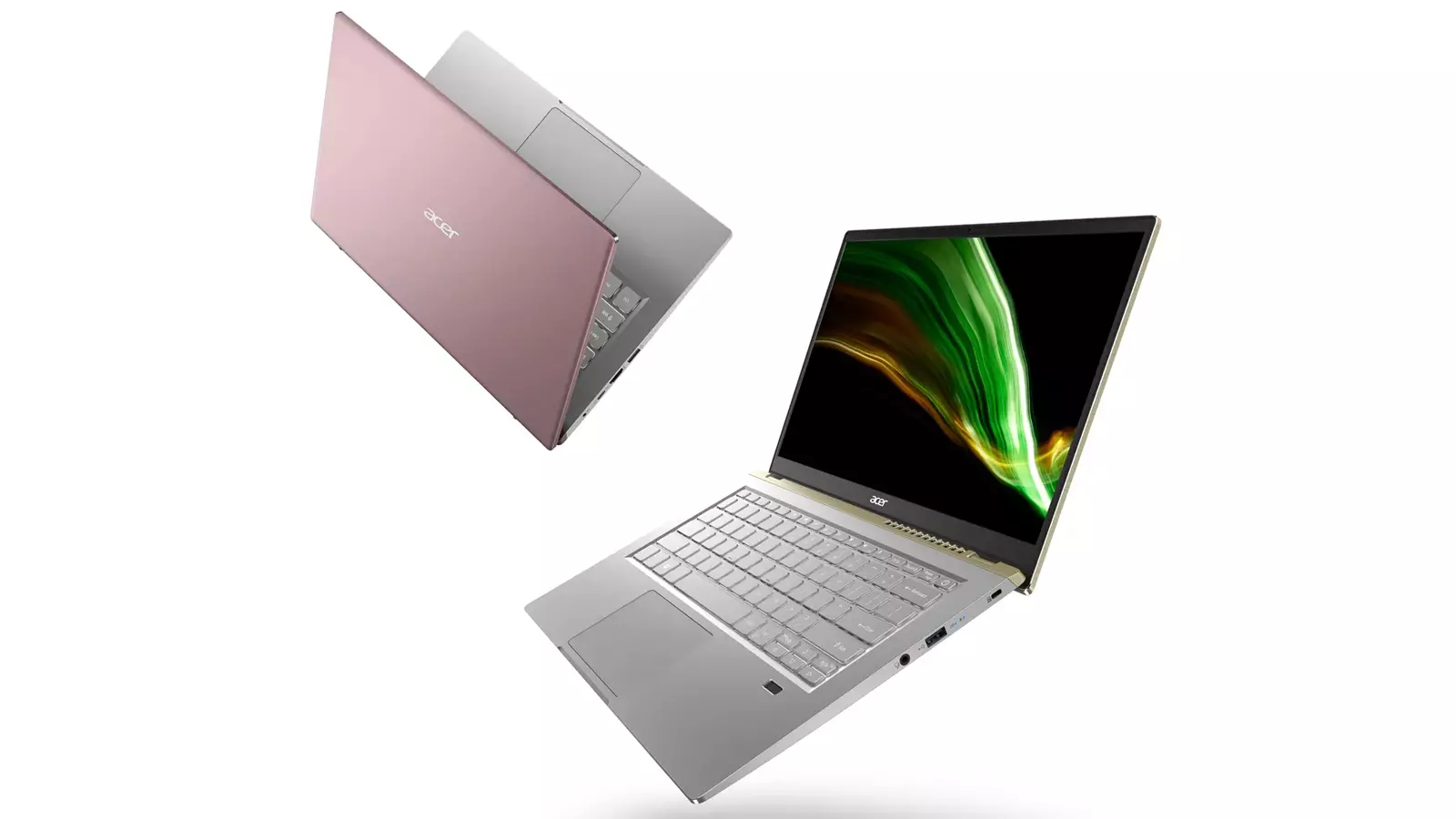 Acer Swift X ноутбукінің екі сыртқы көрінісі