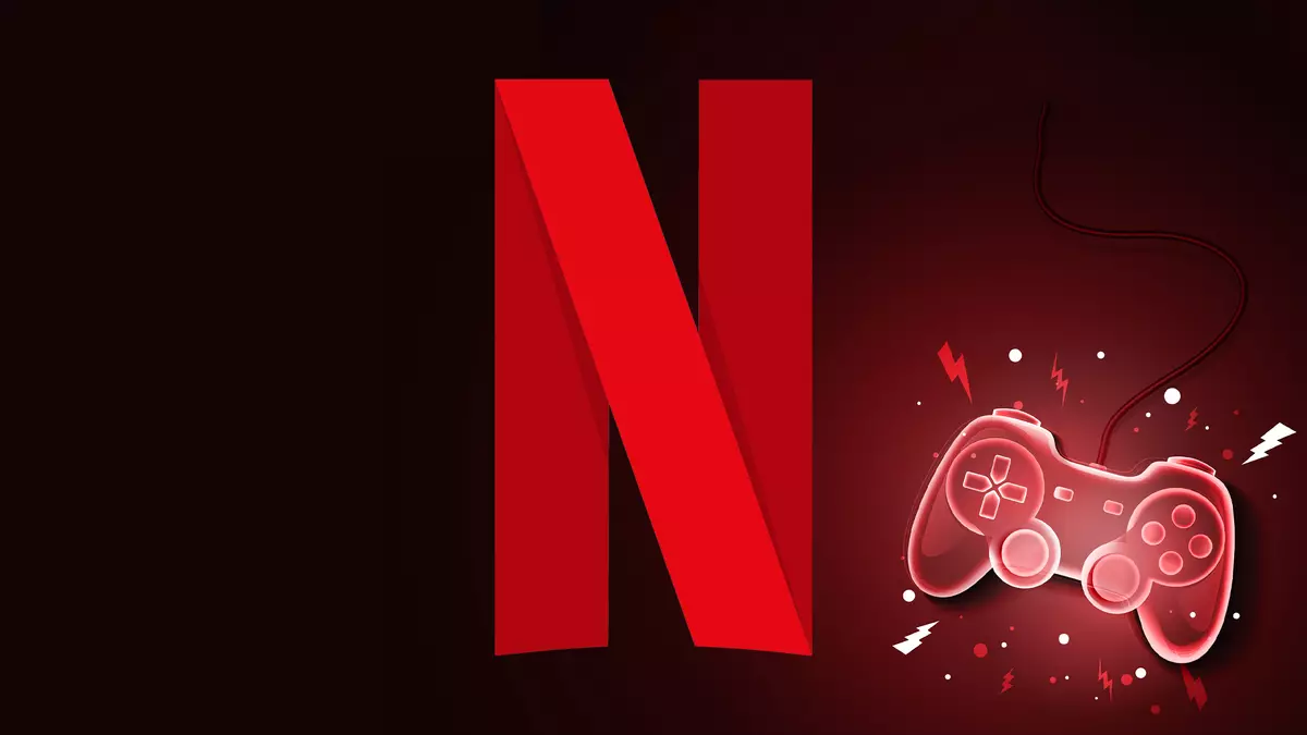 The Netflix logo na a gamepad.