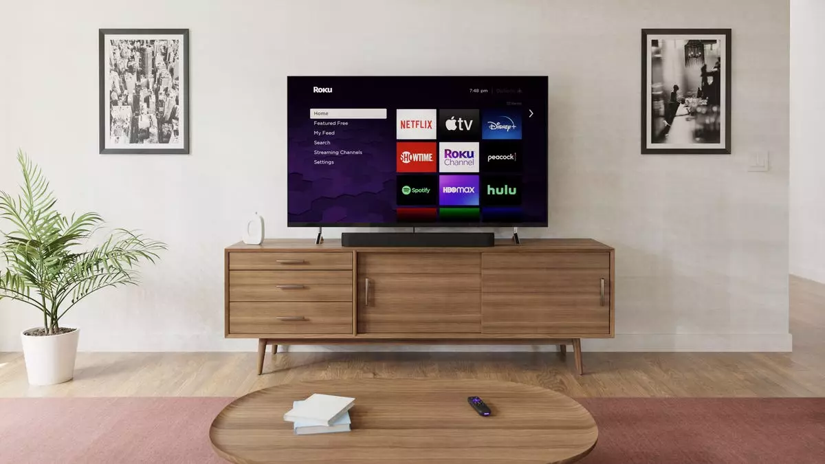 Roku Streambar Pro neben einem Fernseher