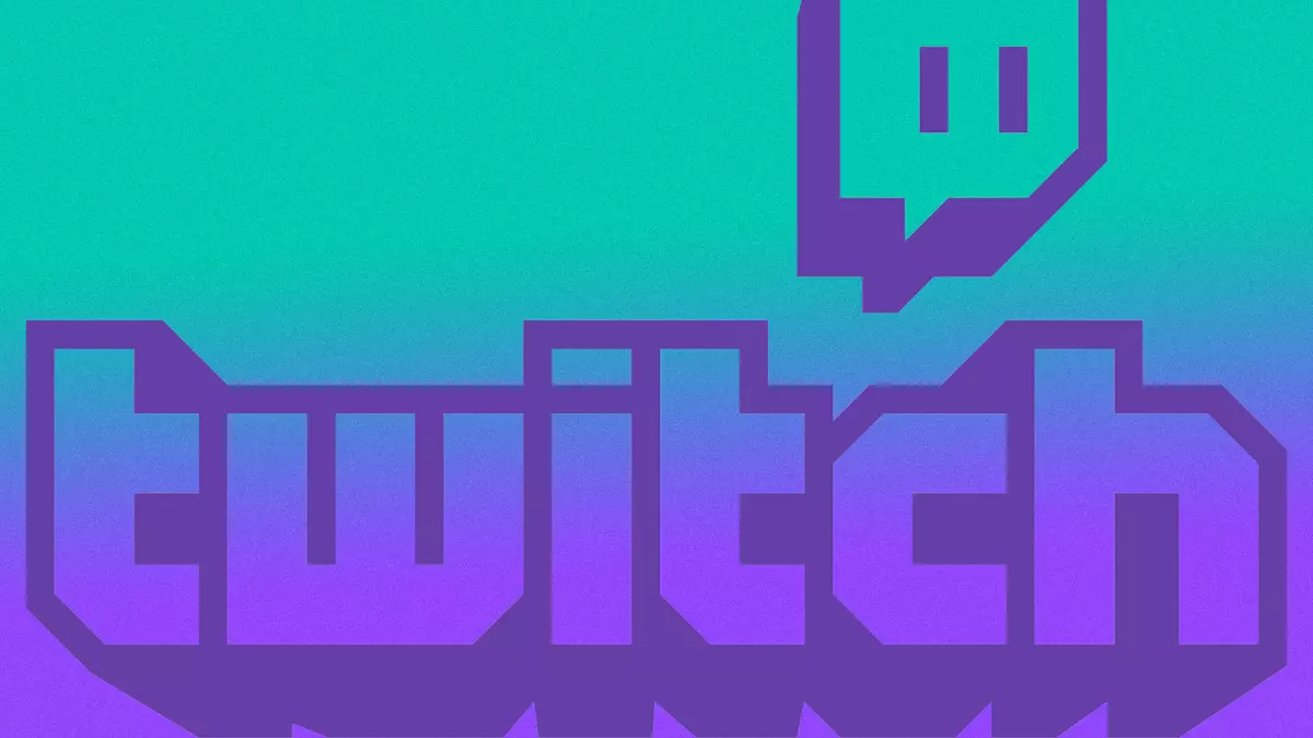 Logo Twitch ing latar mburi gradien.