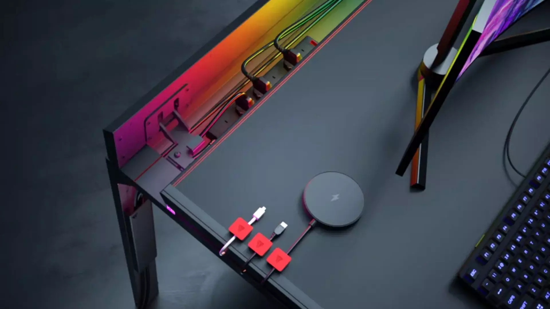 Secretlabs metal desk RGB ආලෝකය