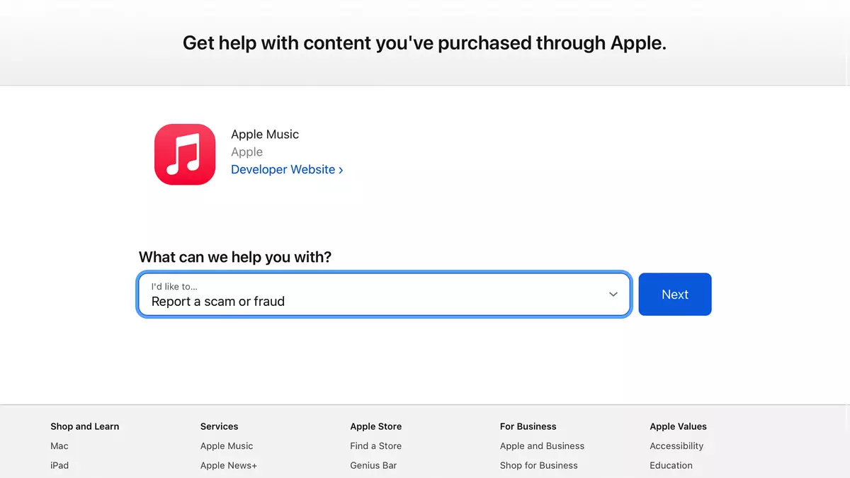 Informar dunha aplicación fraudulenta a través da nova ferramenta de App Store Report a Problem de Apple.