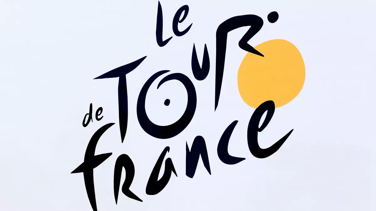 Gri bir arka plan üzerinde Le Tour de France logosu
