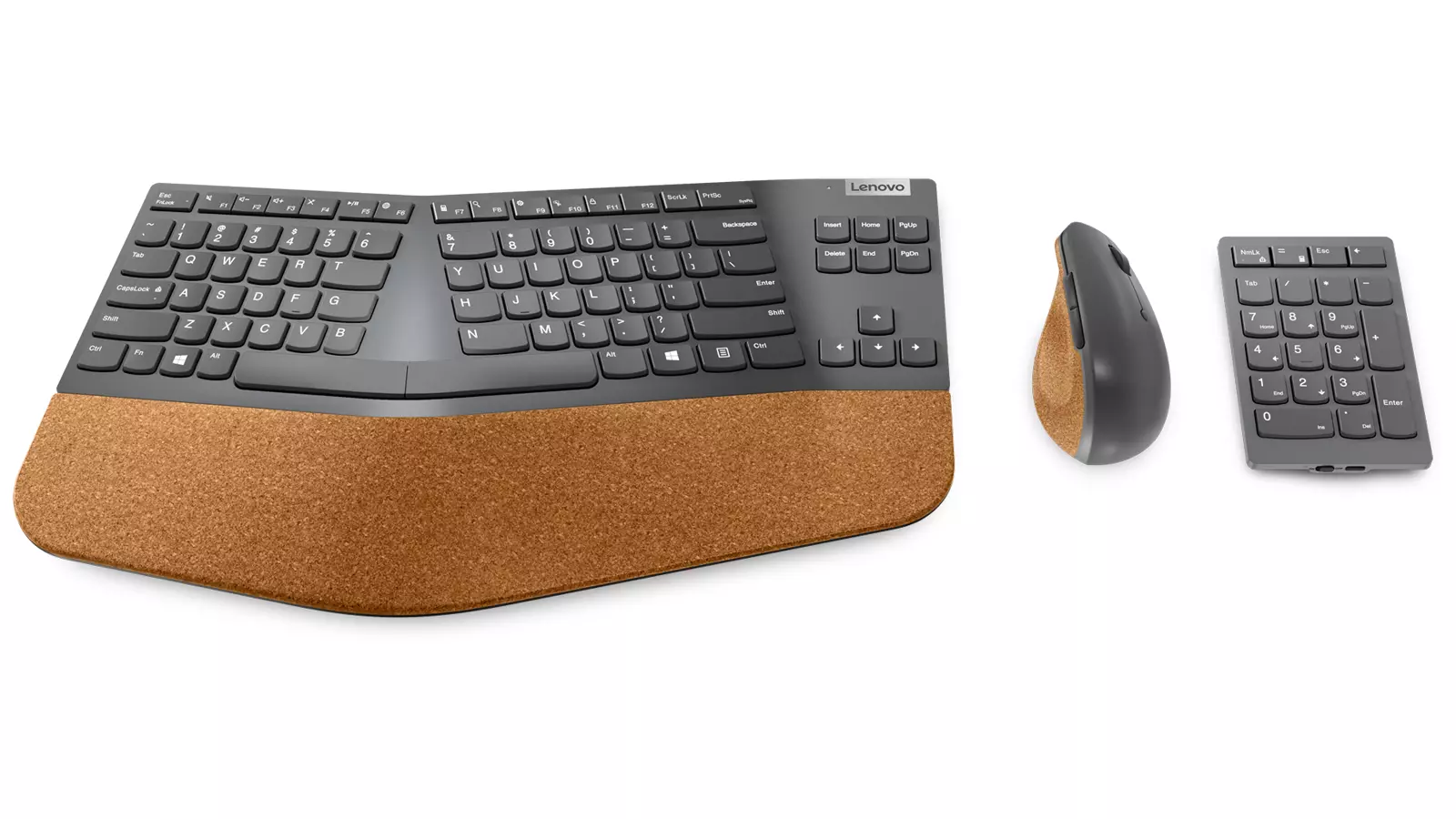 Lenovo Go 无线分体式键盘、无线垂直鼠标和无线数字小键盘
