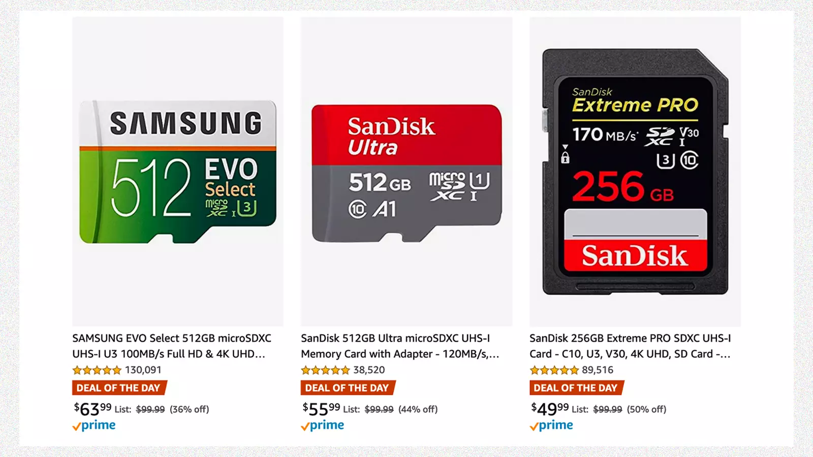 Amazon च्या विक्री दरम्यान SD कार्ड आणि USB ड्राइव्हवर स्टॉक करा