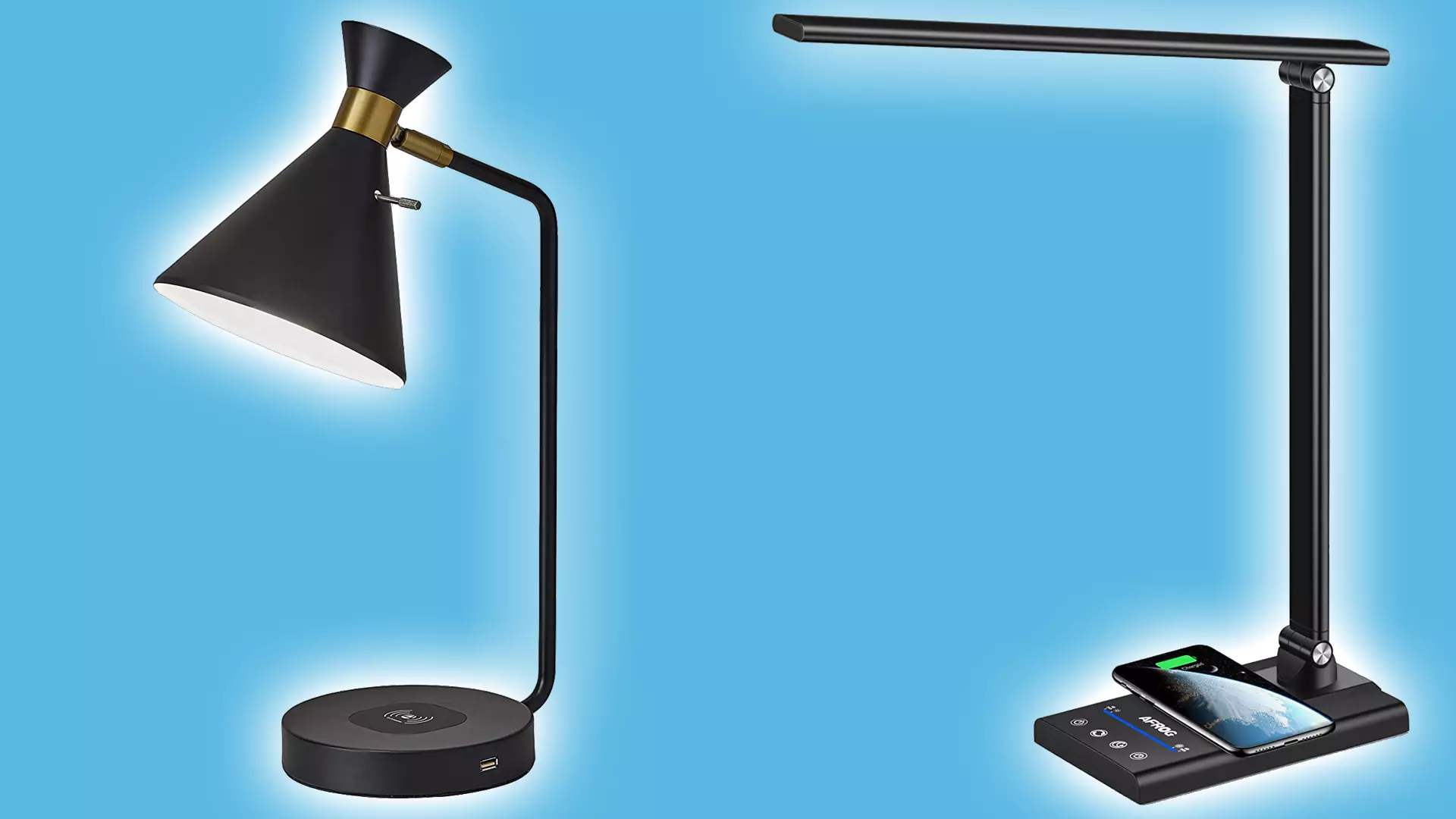 4 լավագույն գրասեղանի լամպերը՝ ներկառուցված անլար լիցքավորիչներով