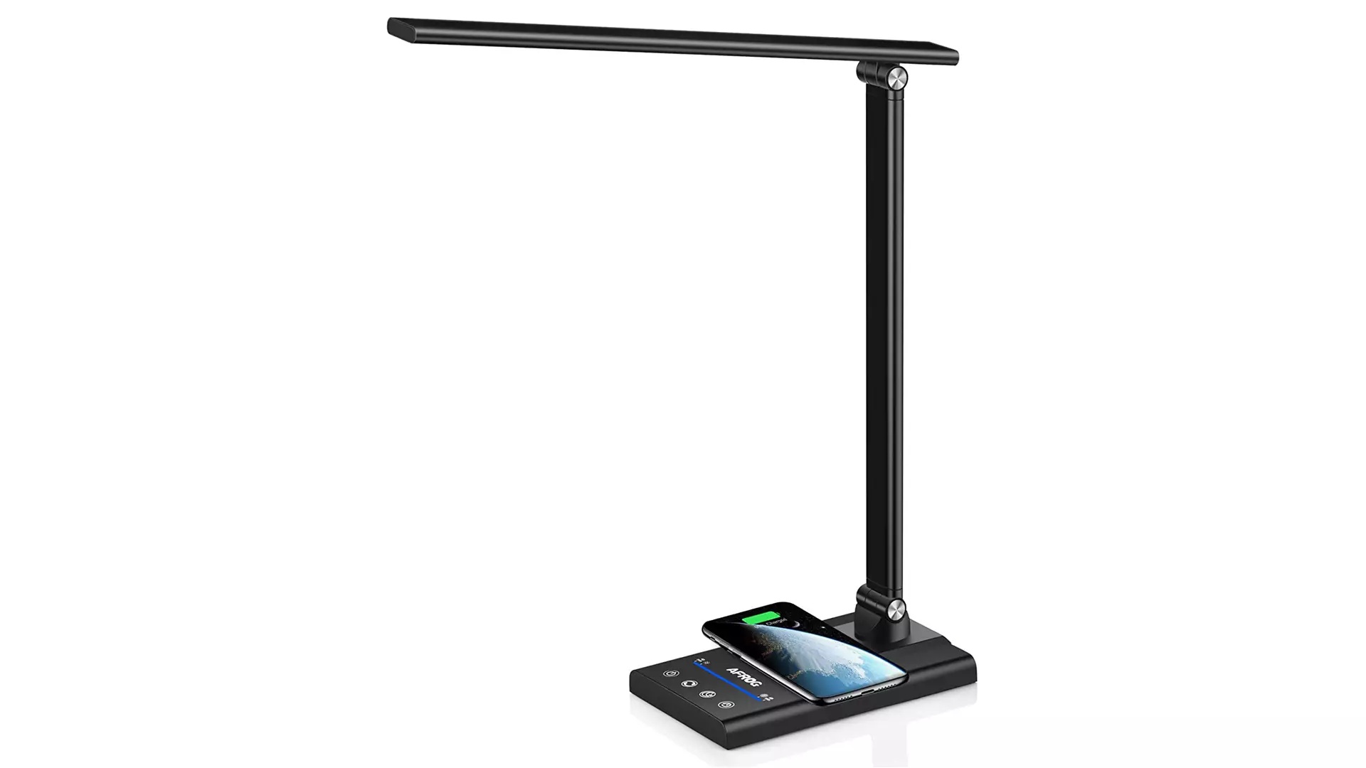 Ang AFROG LED desk lamp nga adunay usa ka telepono sa base niini nga nag-charge nga wireless
