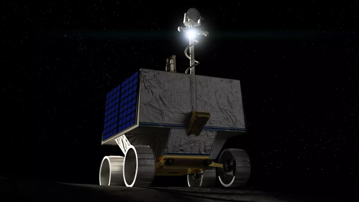 Una representación del rover VIPER de la NASA.