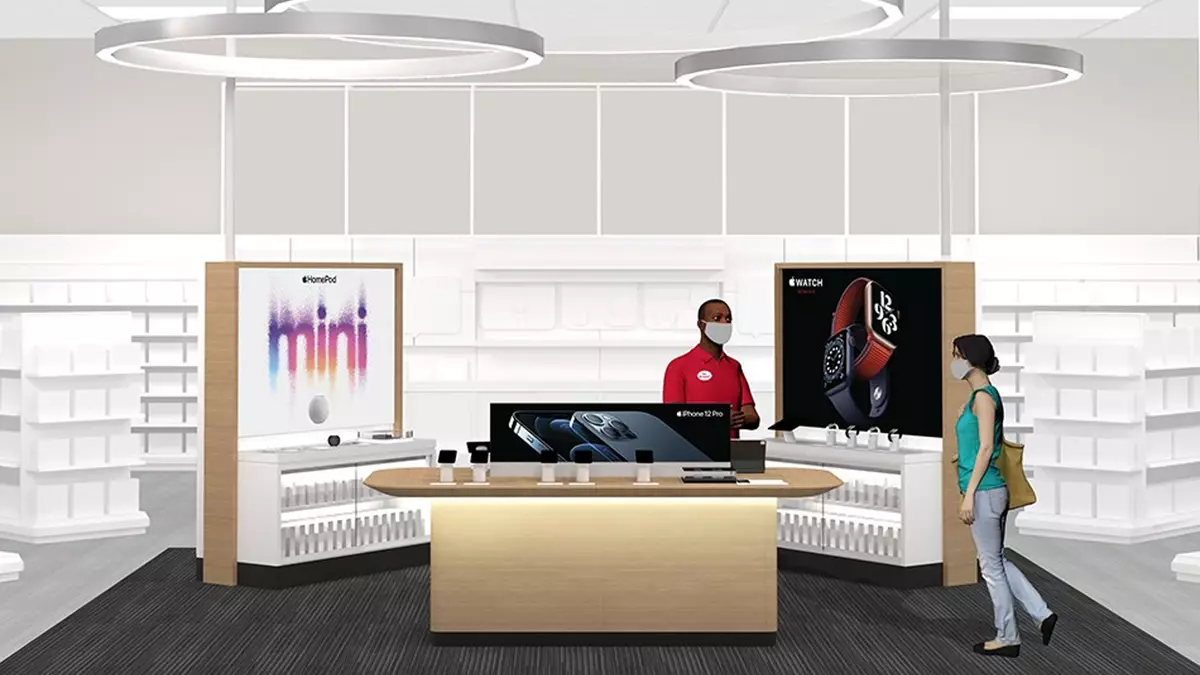 Një ilustrim koncept i mini Apple Store të ri të Target.