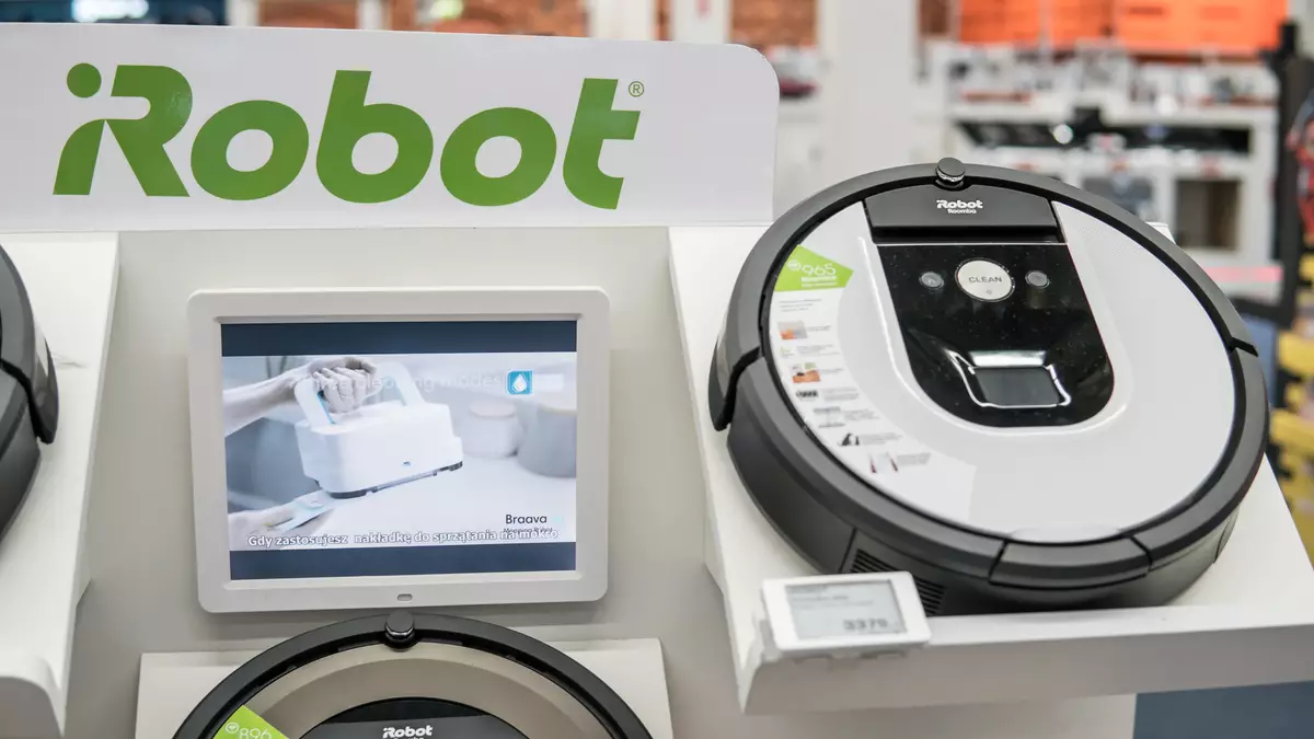 iRobot-stofzuigers tentoongesteld in een winkel