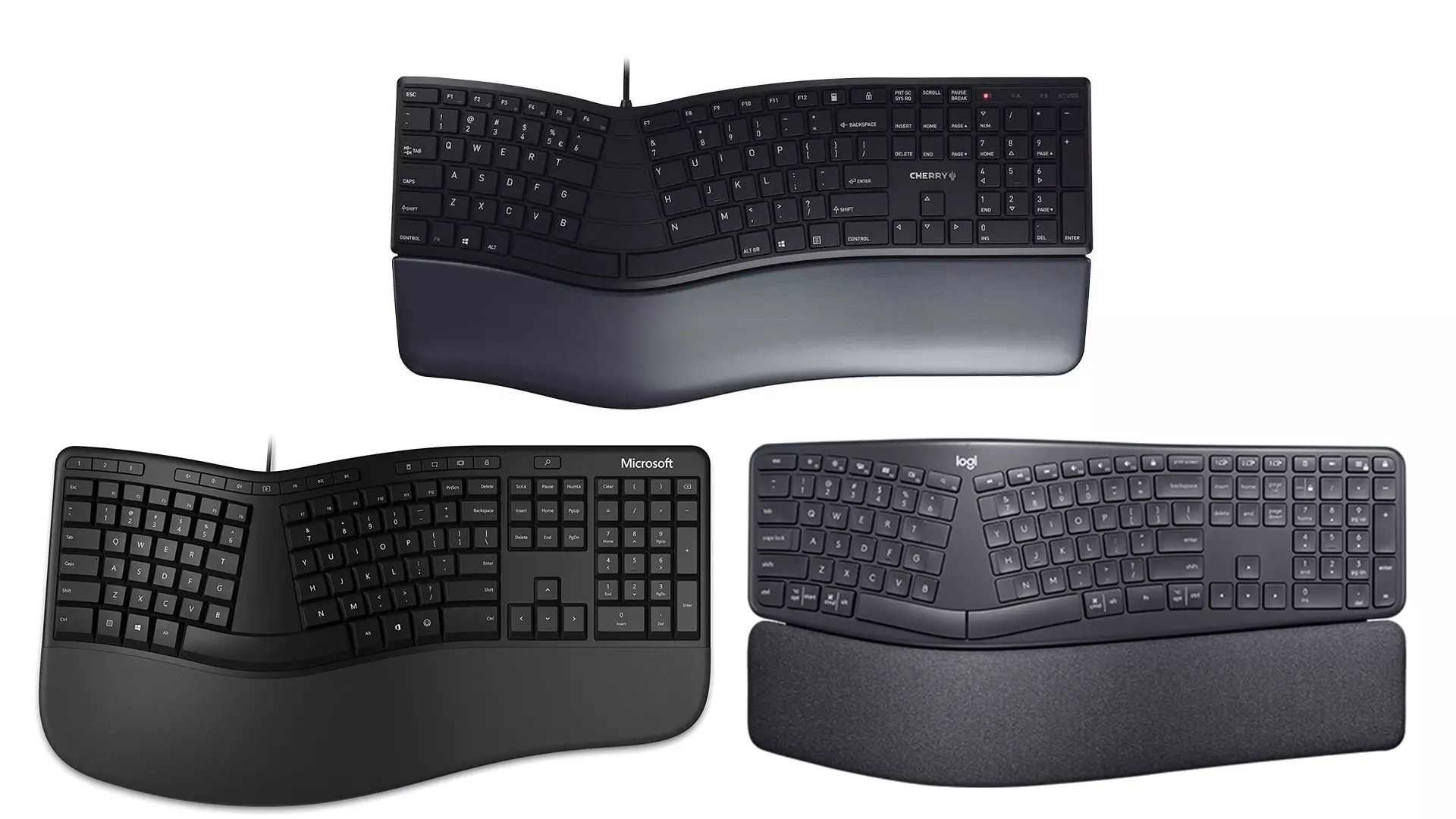 तीन कीबोर्ड जो एक जैसे आकार के प्रतीत होते हैं।