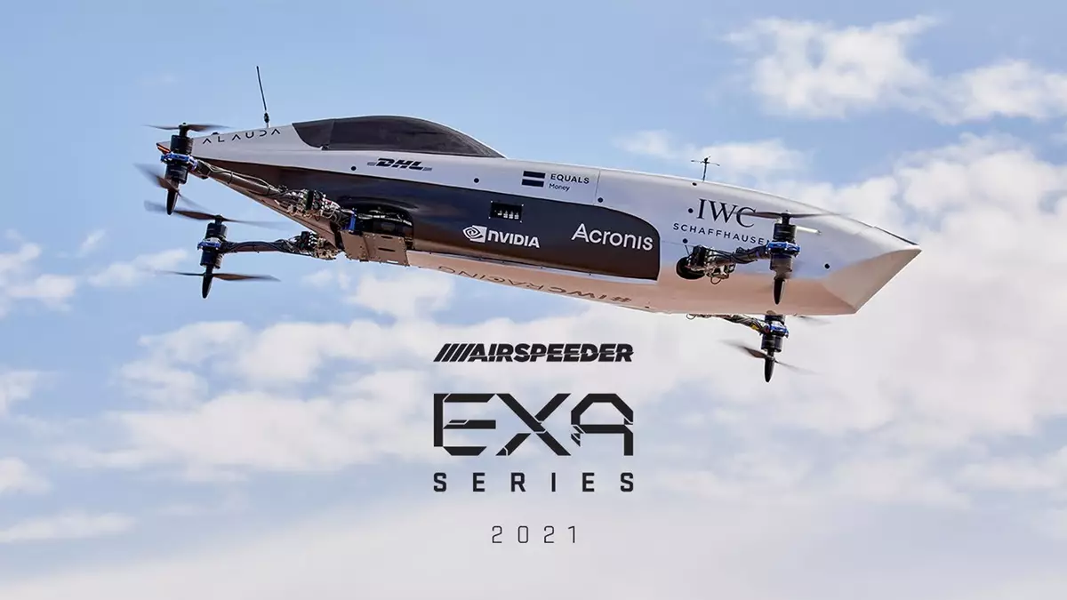 Airspeeder EXA letící na obloze.