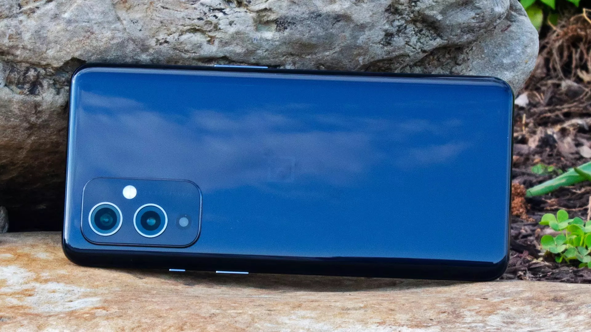 يظهر الجزء الخلفي من OnePlus 9 pro ترتيبًا للكاميرا المزدوجة.