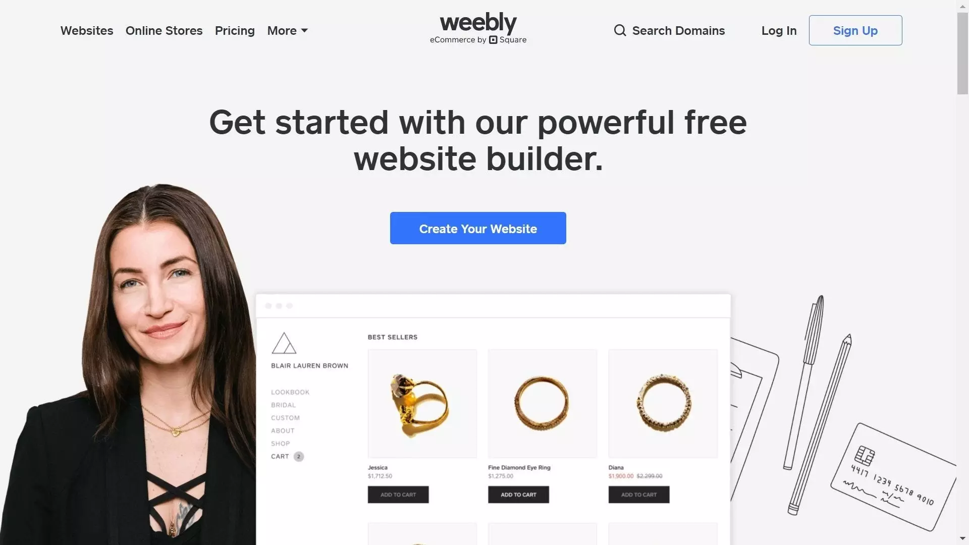 Páxina de inicio do creador de sitios web weebly