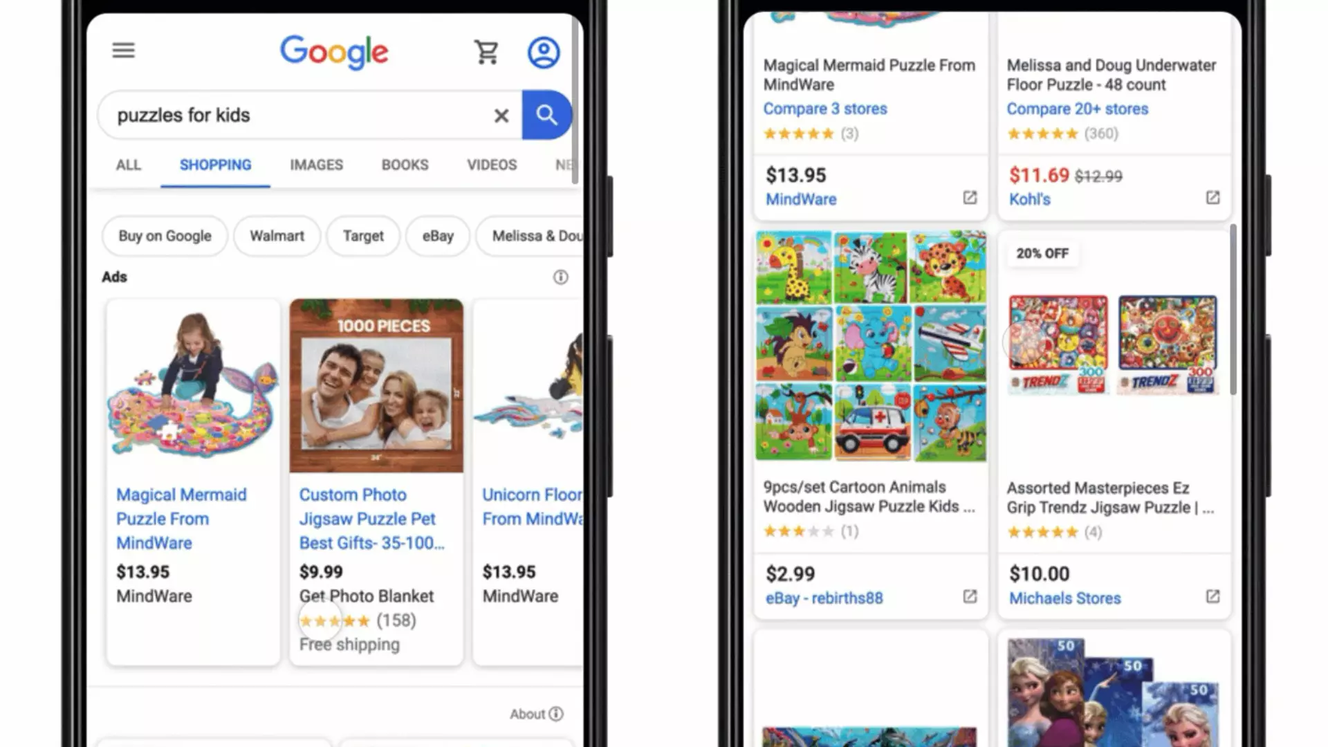 Eksempler på Google Shopping