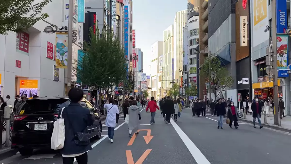 जापान में एक सड़क पर चलना