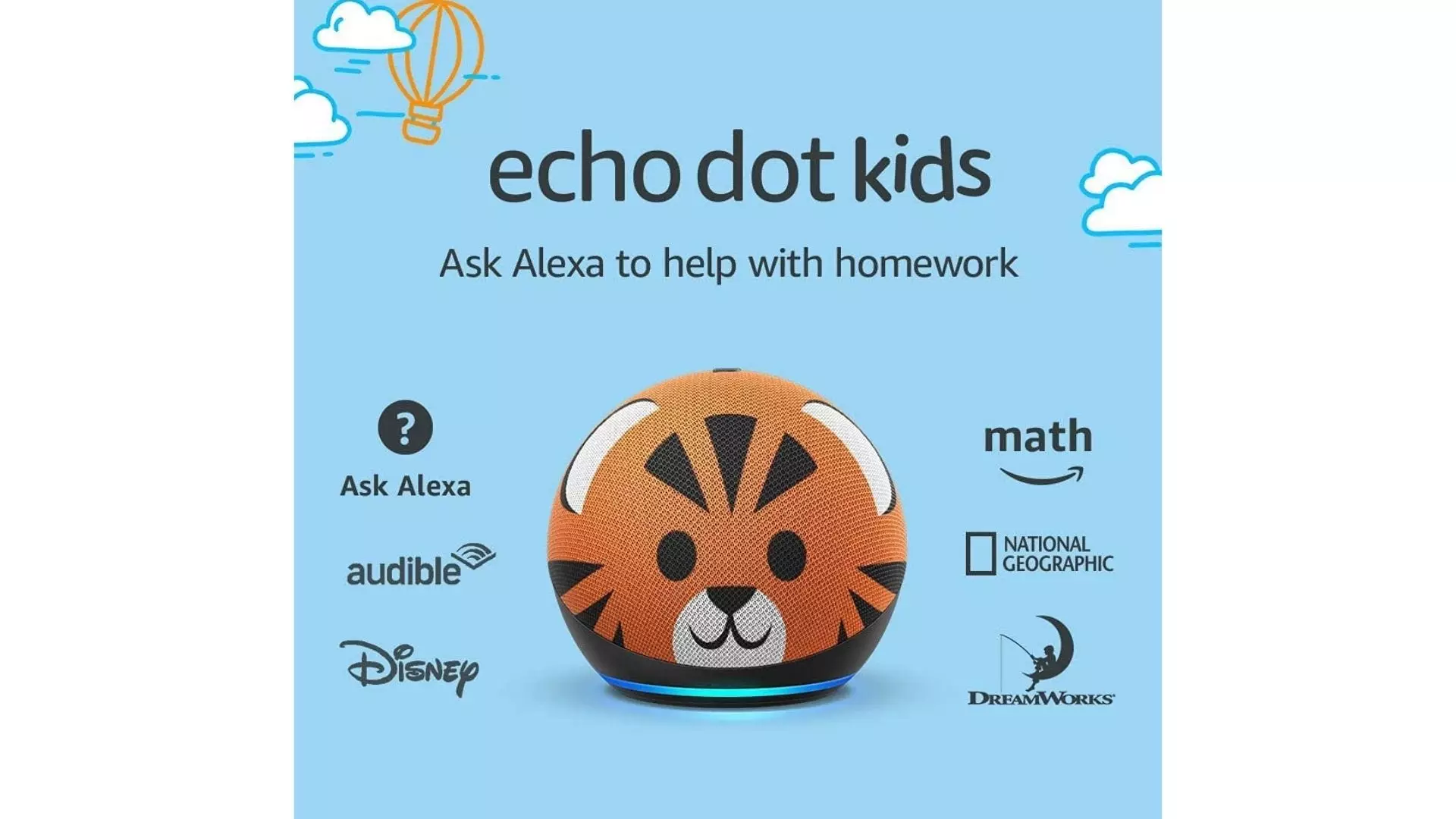 reka bentuk amazon echo dot kids harimau