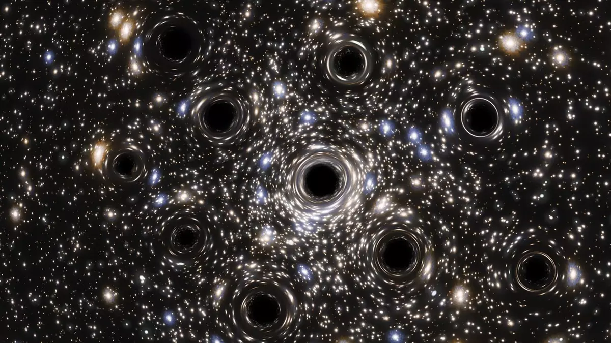 Interpretació d'un artista d'un cúmul de forats negres.