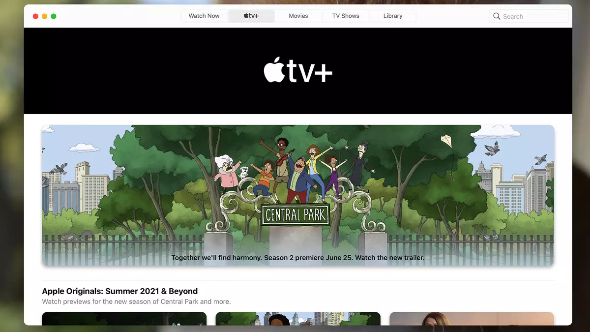 App-ka Apple TV oo ku shaqeeya Mac