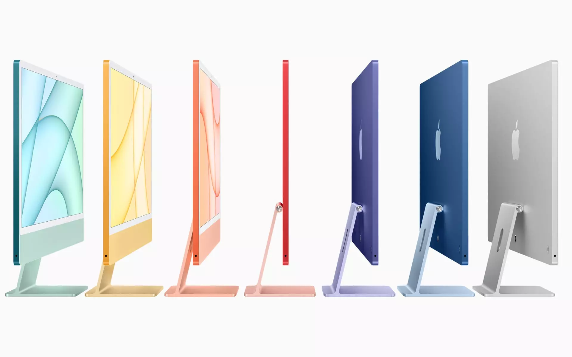 “Apple” -iň täzeden işlenen M1 iMac jadyly bellik ýaly reňkli we inçe