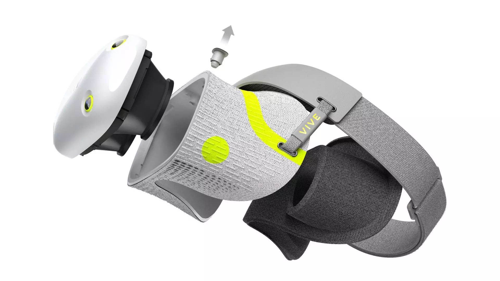 Usa ka headset nga VR nga materyal sa sapatos, nga gitangtang ang display face plate