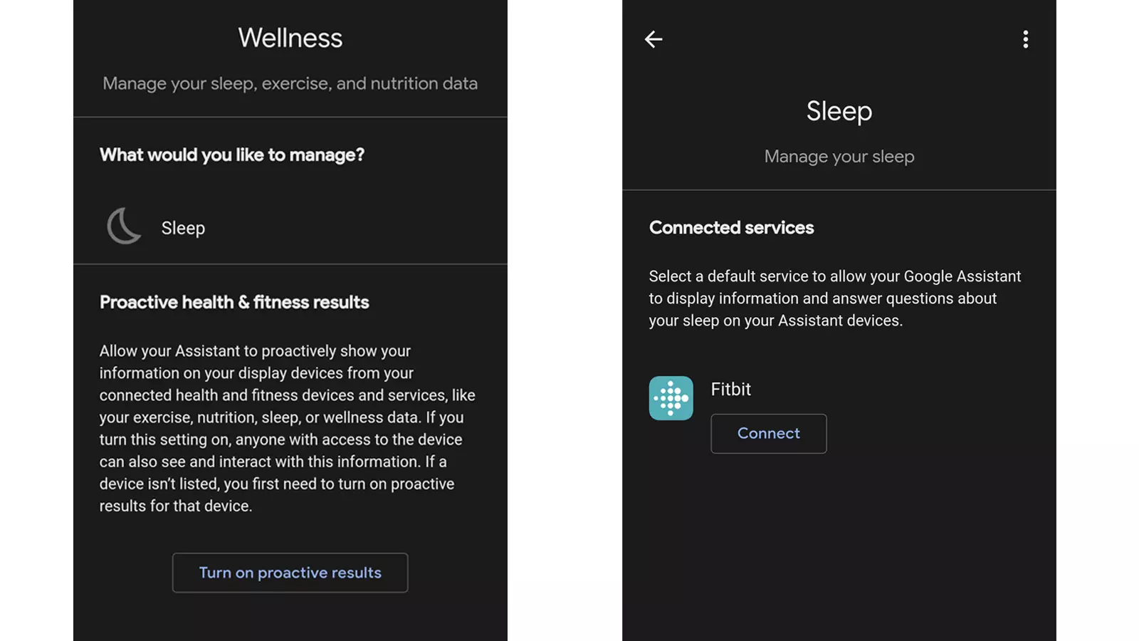 Seksyon ng Google Assistant Wellness