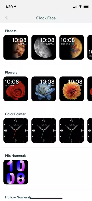 หน้าปัดนาฬิกาบน Wyze Watch 44 (แสดงบน iOS 14)