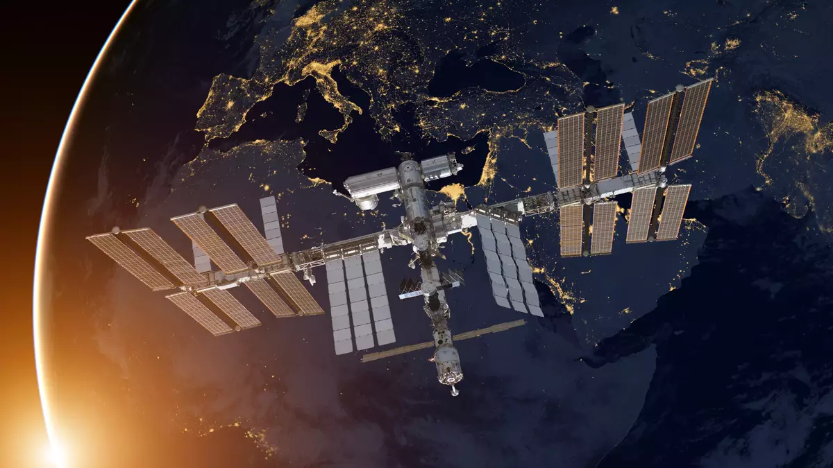 Internationella rymdstationen över planeten jorden