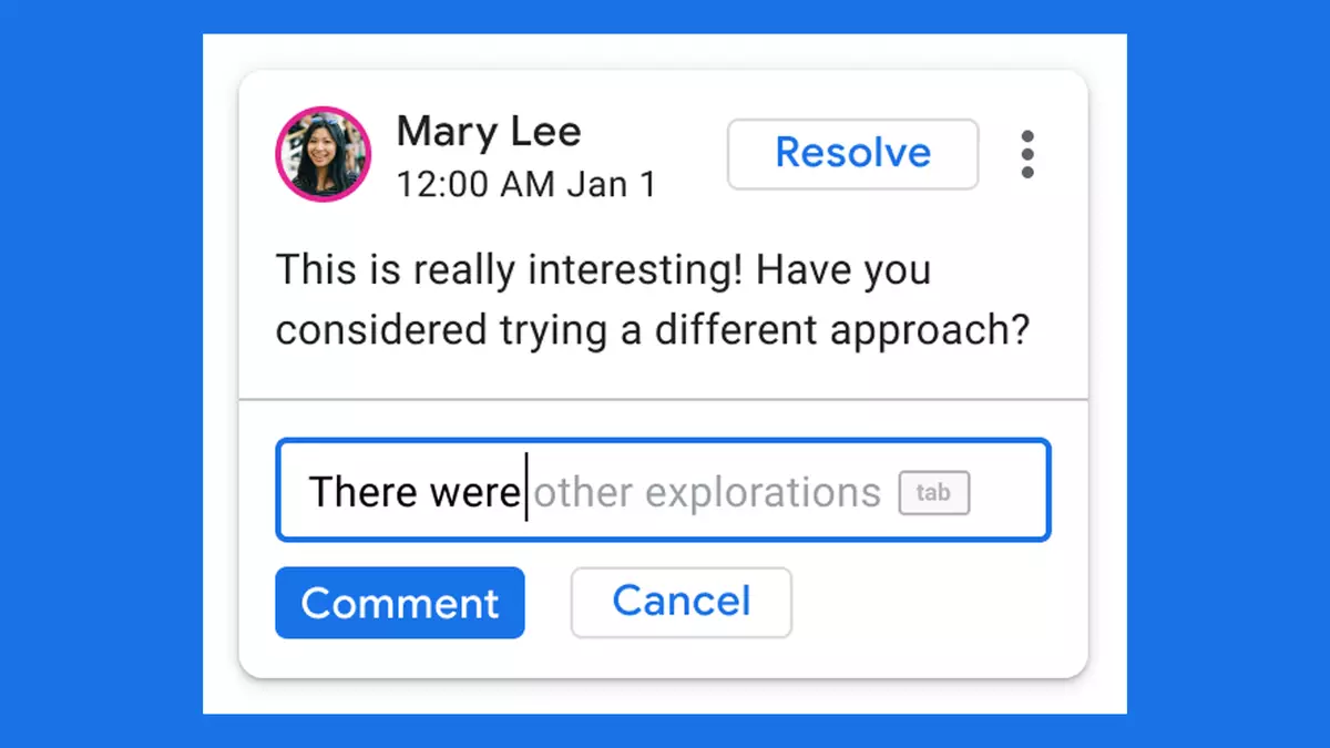 O algoritmo Smart Compose de Google axuda a un usuario a completar automaticamente unha frase nun comentario