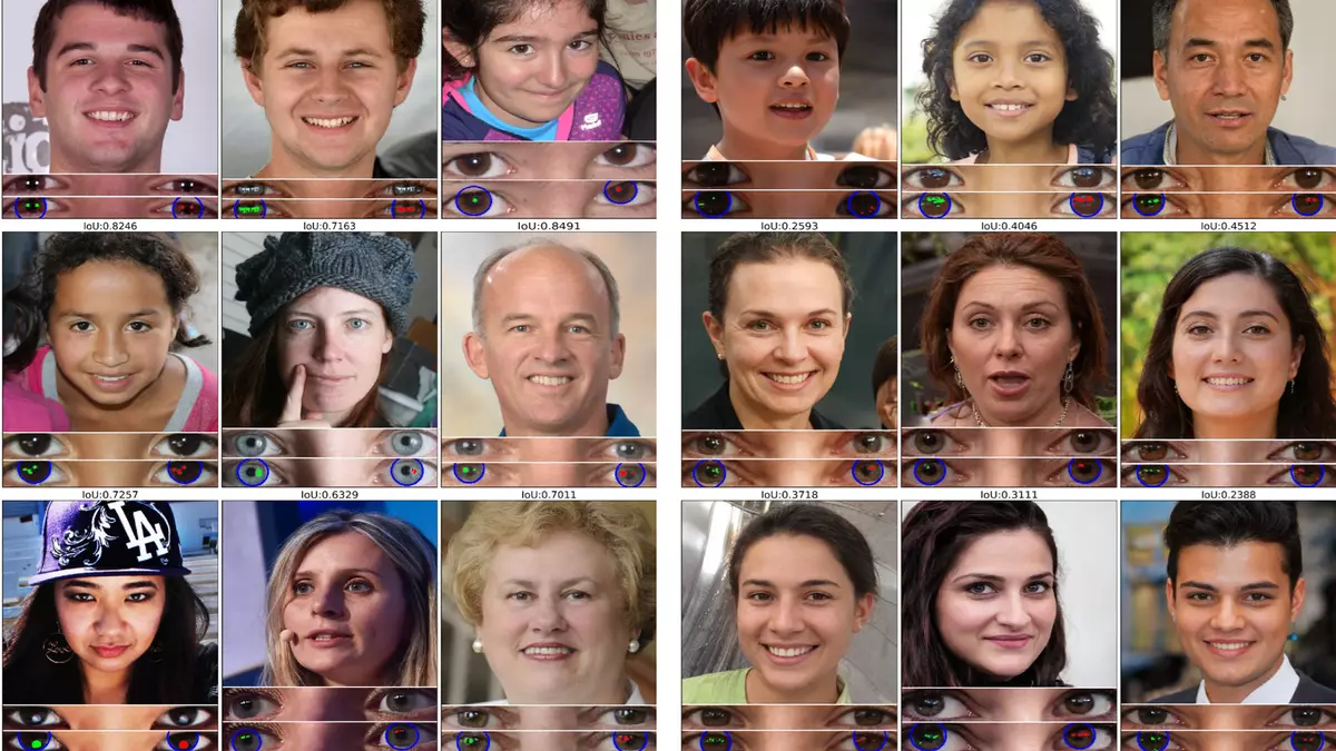 Портрети Deepfake із результатами аналізу рогівки під ними