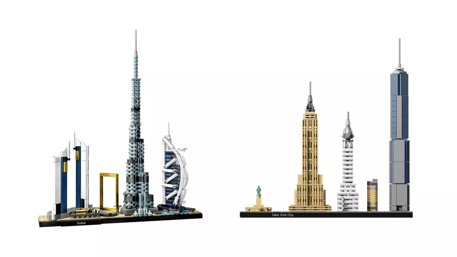 LEGO આર્કિટેક્ચર દુબઈ અને ન્યૂ યોર્ક સિટી સ્કાયલાઇન સેટ