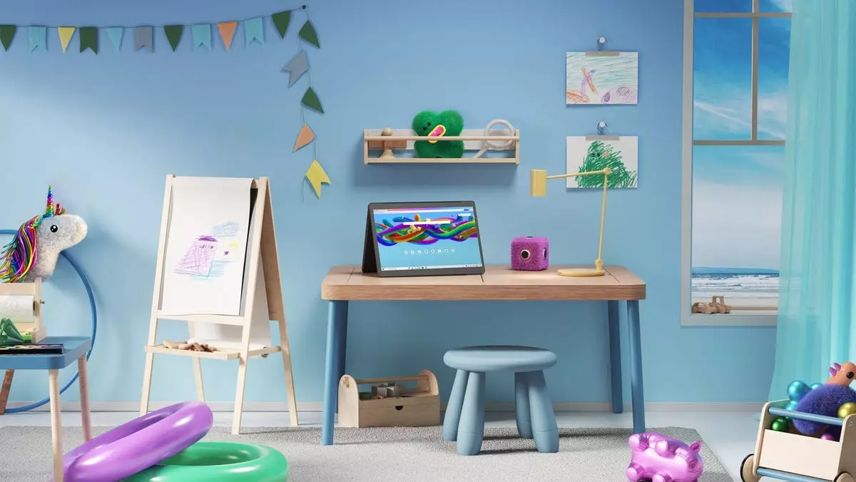 โหมด Microsoft Edge Kids บนแท็บเล็ต 2-in-1 ในห้องเด็ก