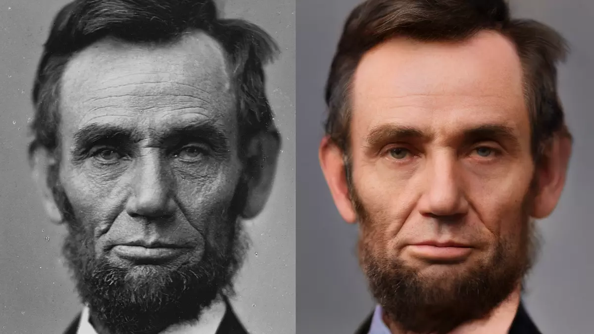 Un Abe Lincoln colorat cu AI