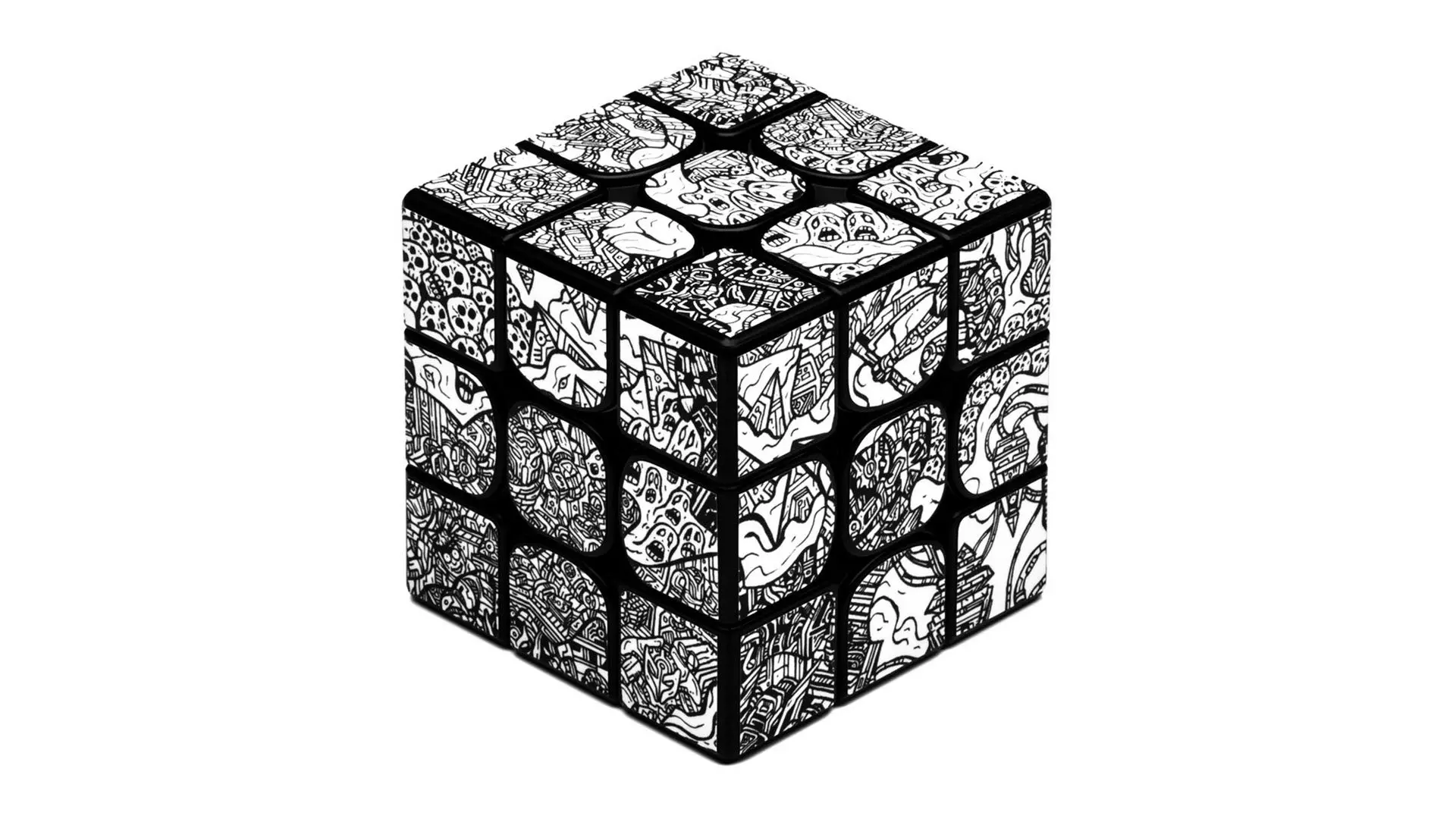Un trencaclosques a l'estil del cub de Rubik cobert amb la pell Robot Camo de dbrand.