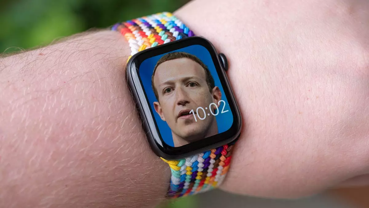 Mark Zuckerbergs ansigt på et smartur.