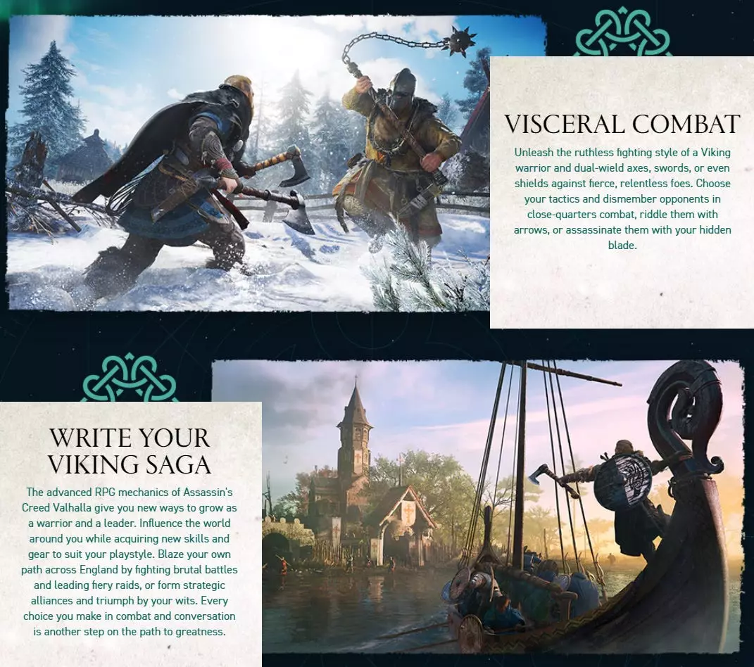 Az Assassin's Creed Valhalla promóciós weboldala