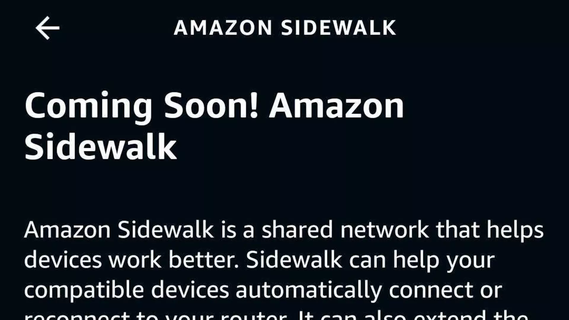 un'immagine della finestra di dialogo Amazon Sidewalk da Alexa