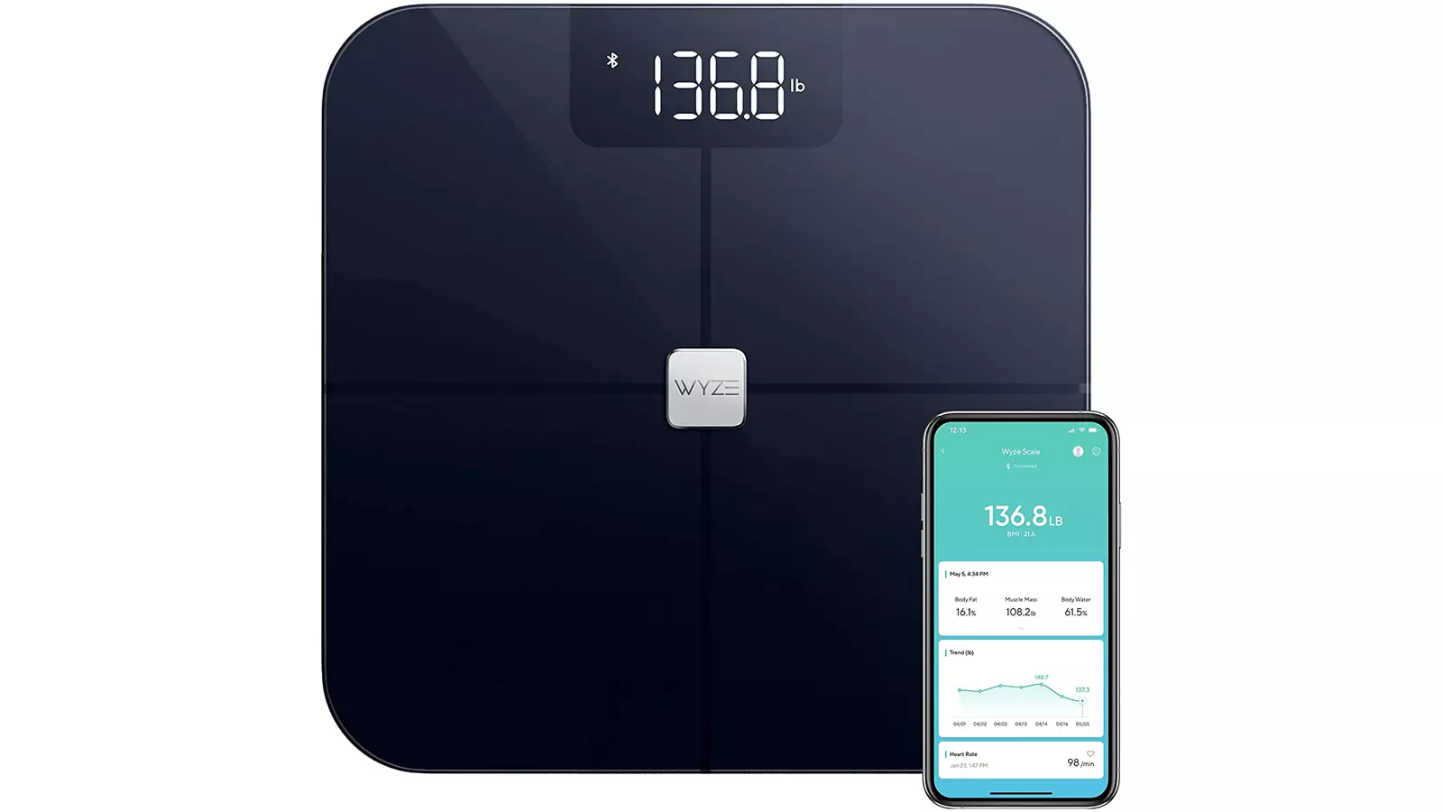 Wyze Scale 2020 Әкелер күніне арналған ең жақсы смарт таразы дене өлшемдерін қадағалайды және талдайды BMI сүйек массасының жүрек соғу жиілігі Apple Health қызметімен синхрондалады Google Fit қолданбасымен синхрондалады