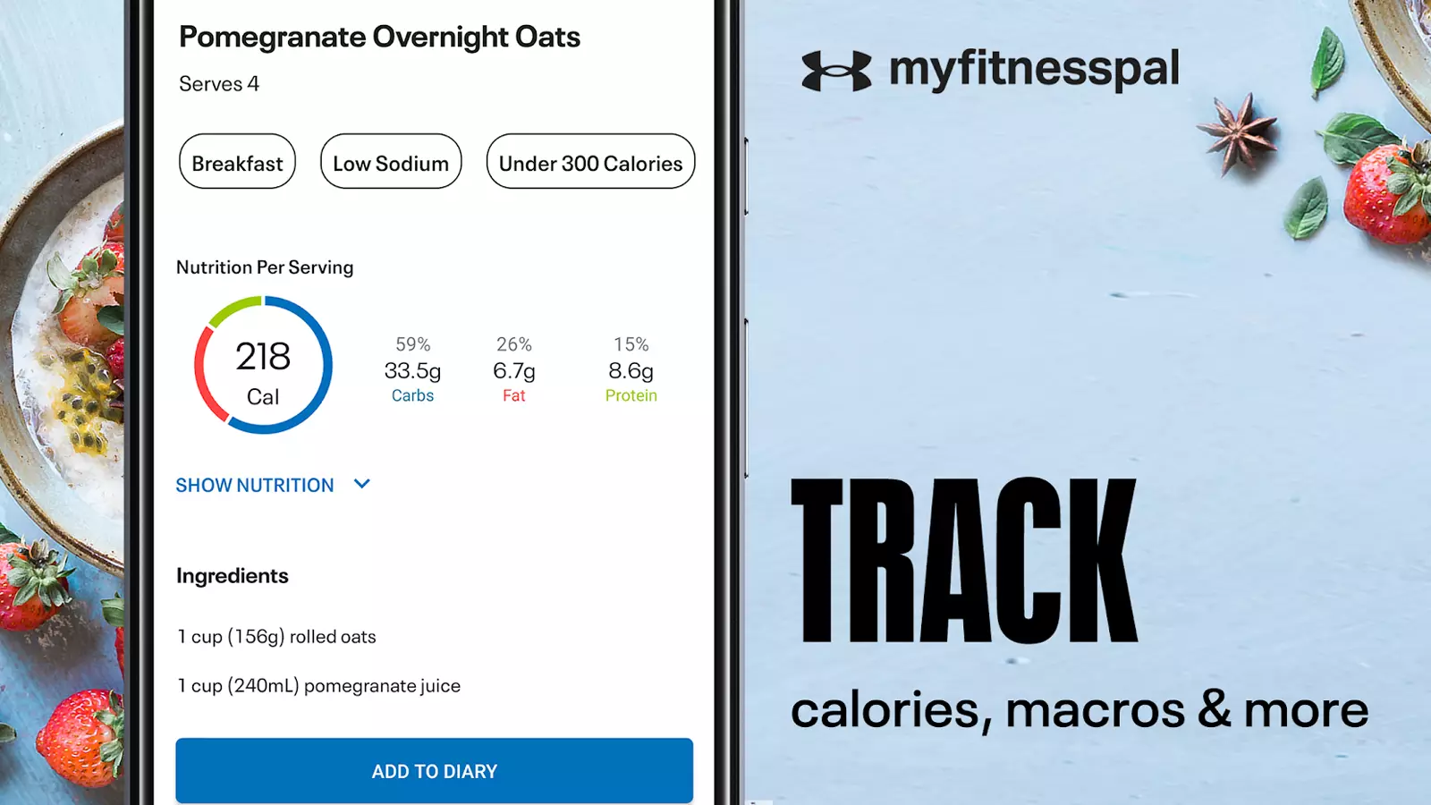 MyFitnessPal per registrare l'apporto calorico e l'esercizio