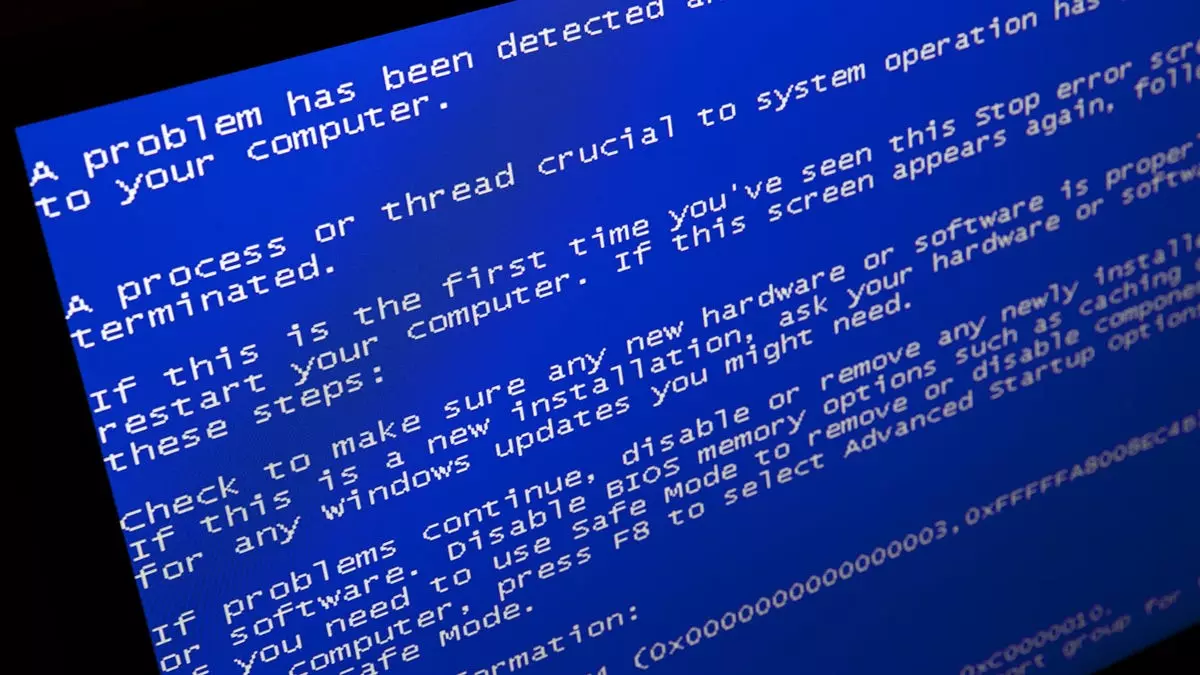 Una schermata blu della morte di Windows