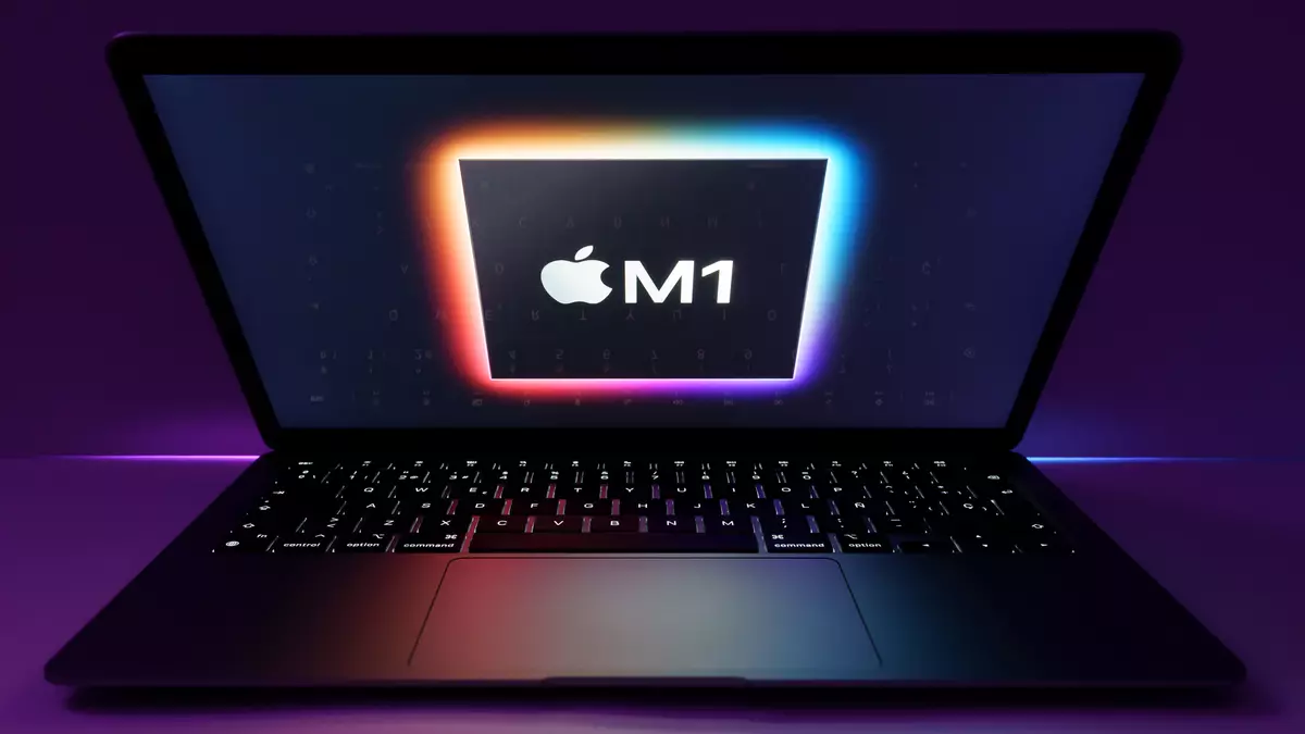 Anyar MacBook Air silikon M1 kalawan reflections lampu
