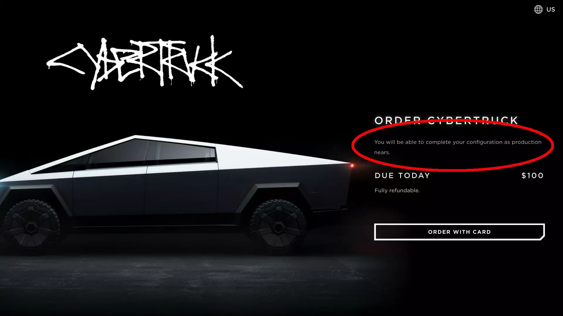 Tesla Cybertruck ชะลอการสั่งซื้อเว็บไซต์