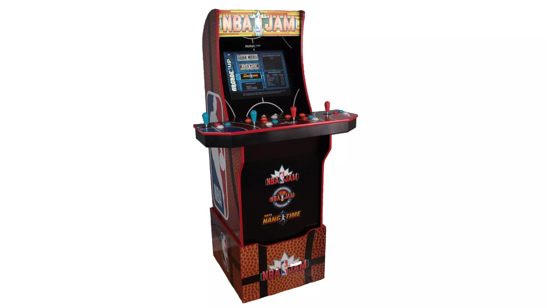 En profilvisning av Arcade1Up NBA Jam-maskinen