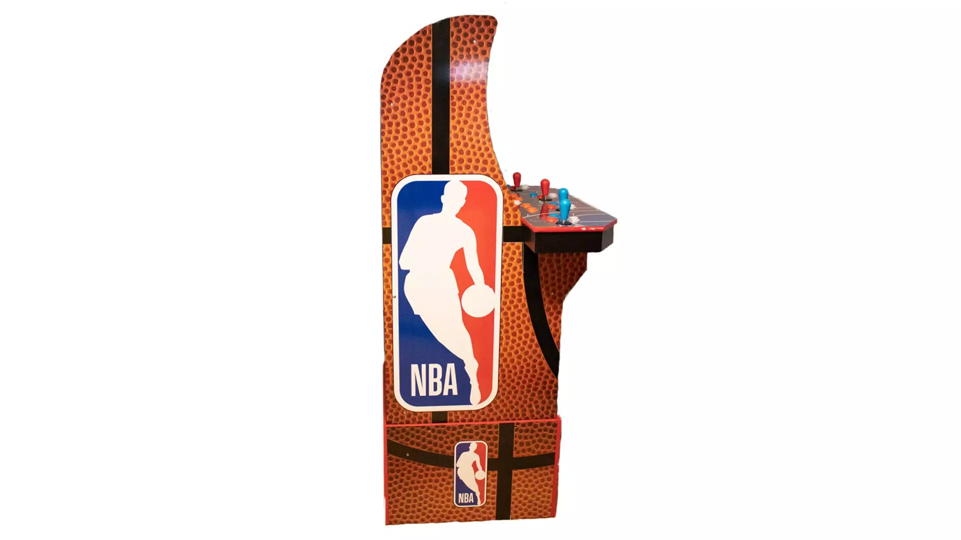 Et sidebillede af NBA Jam-maskinen.